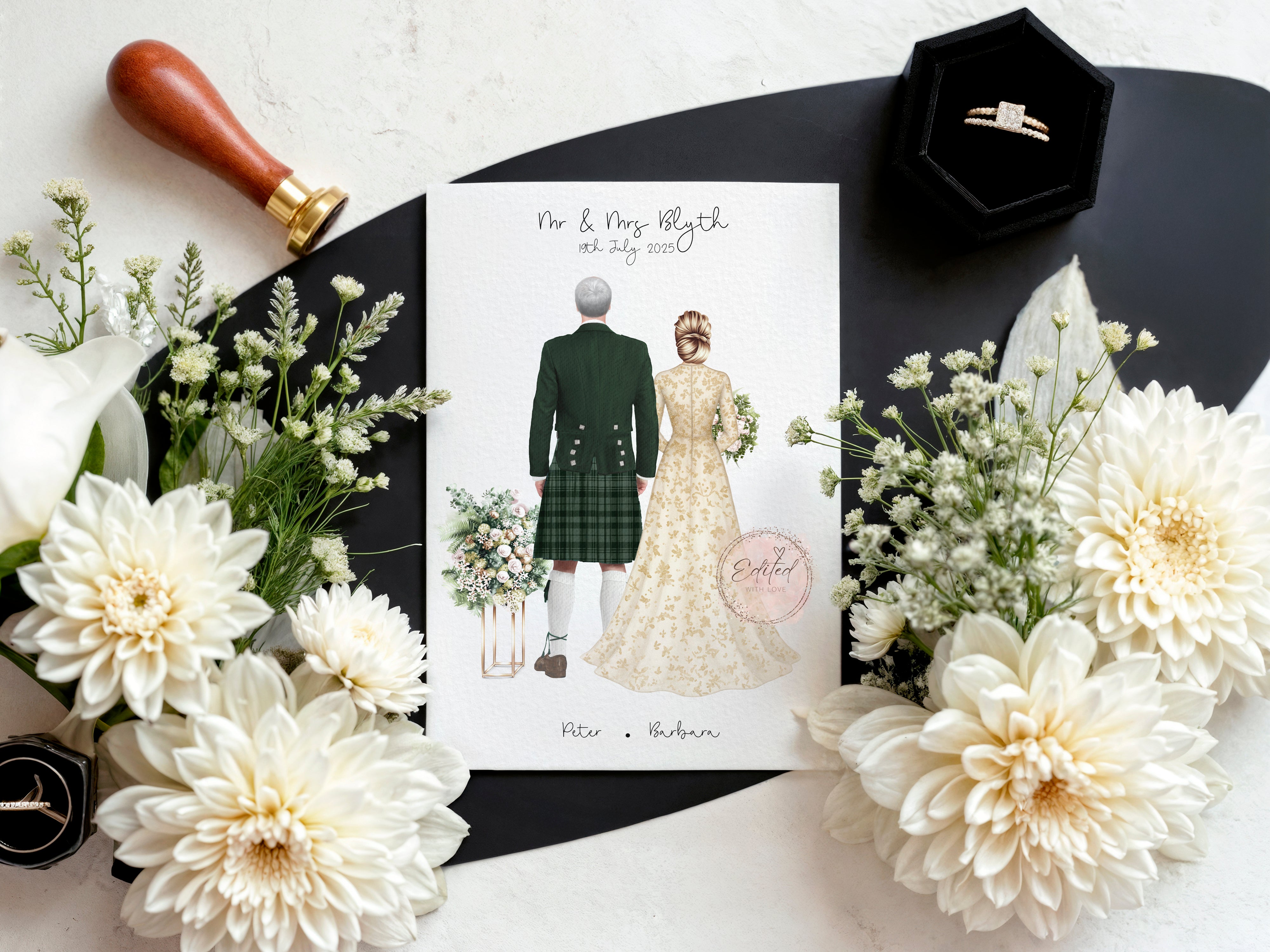 Personalised Wedding Illustration Print – KA Designs